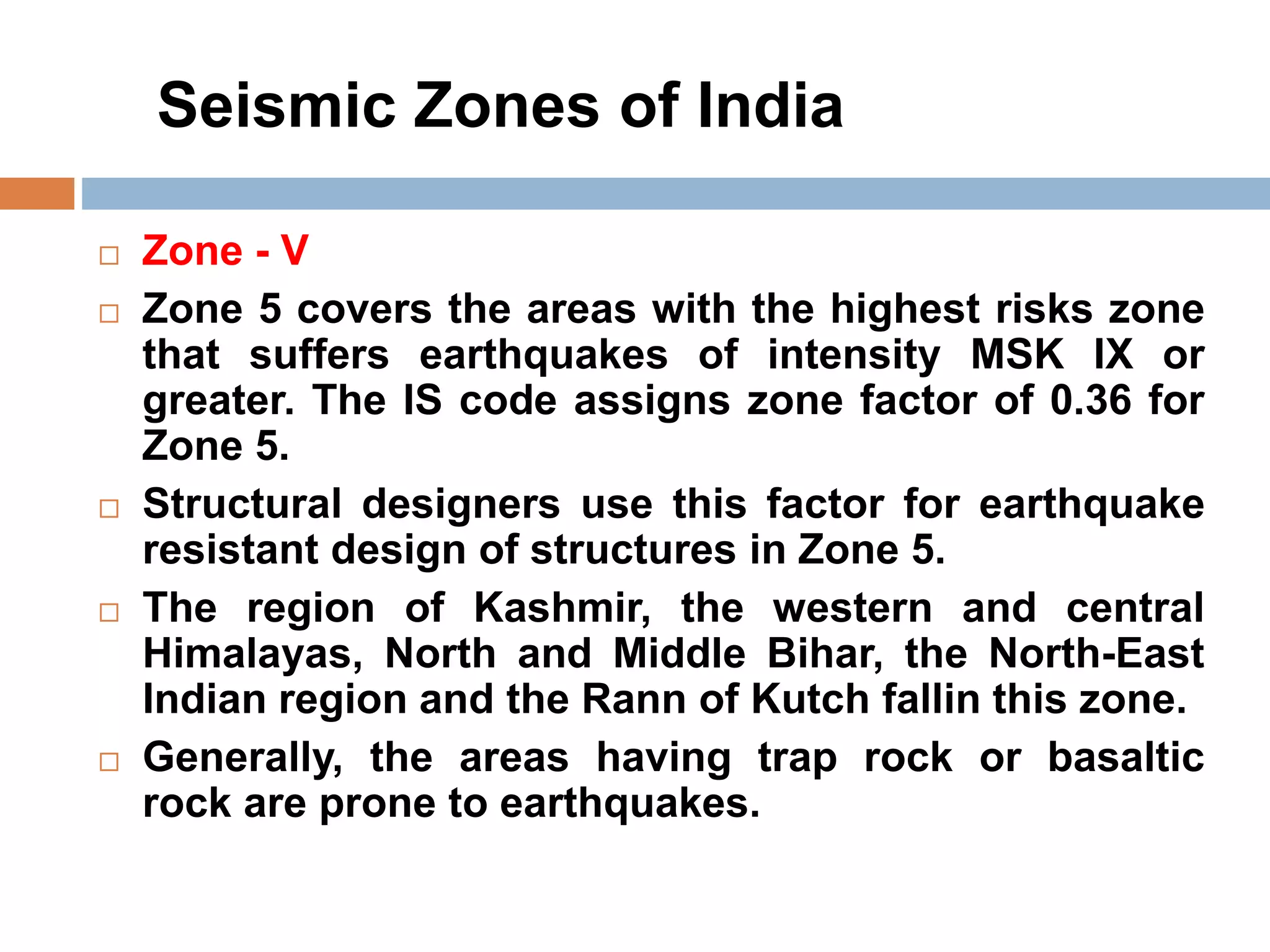 seismic zones of india | PPTX