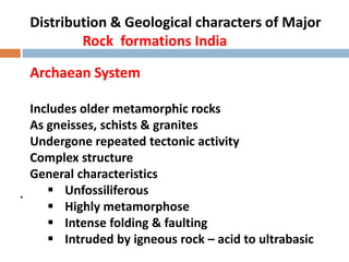 TOPIC 1.4 Distribution & Geological characters of Major Rock formations ...