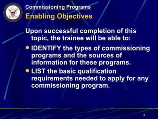 Topic 1.23 Commissioning Programs | PPT