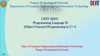 C++ Topic 1.pdf from Yangon Technological University | PPT