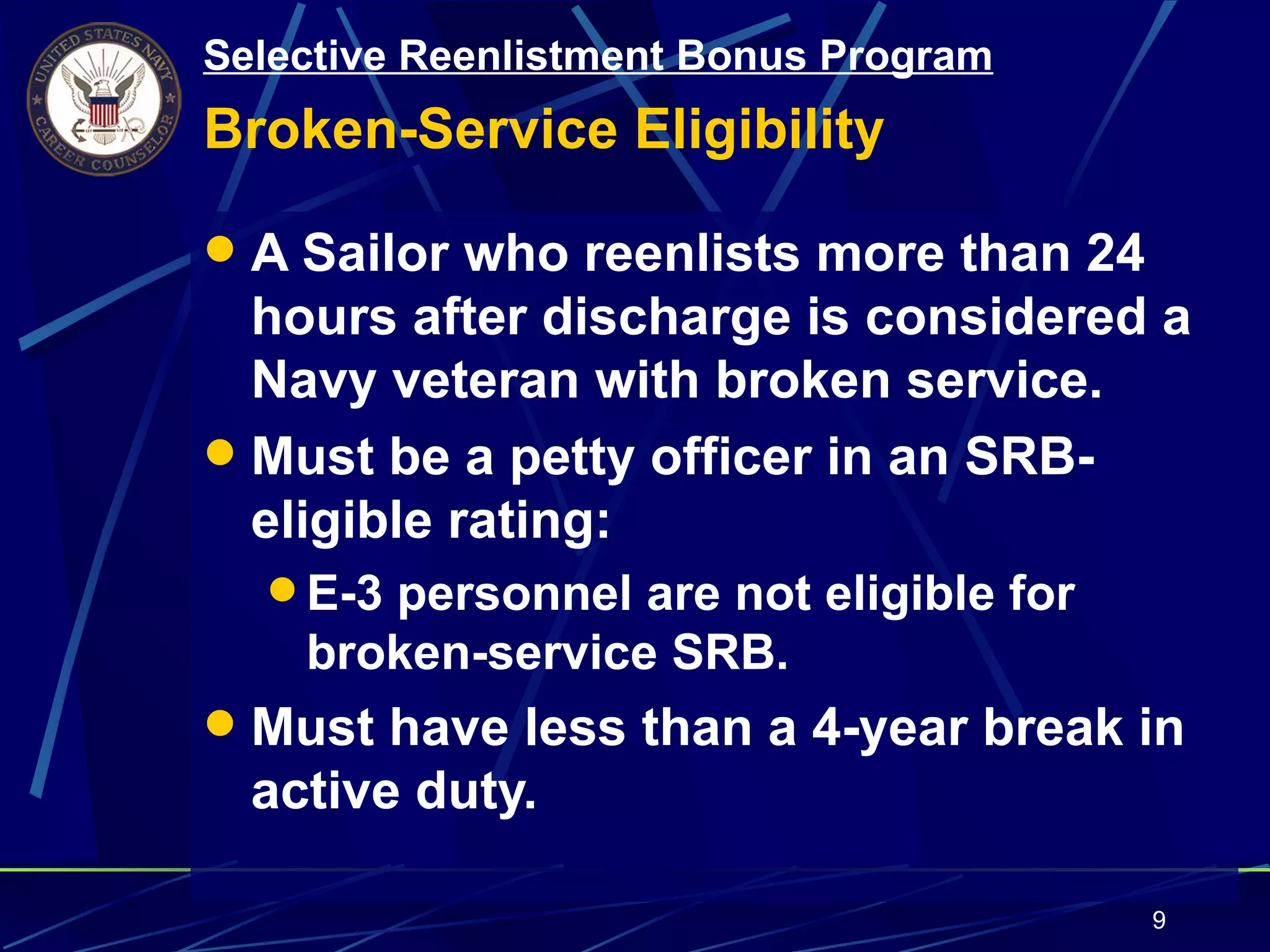 Topic 1.24 SRB (Selective Reenlistment Bonus) | PPT