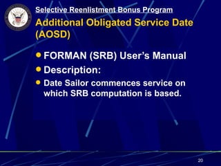 Topic 1.24 SRB (Selective Reenlistment Bonus) | PPT