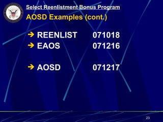 Topic 1.24 SRB (Selective Reenlistment Bonus) | PPT