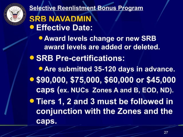 Topic 1.24 SRB (Selective Reenlistment Bonus) | PPT
