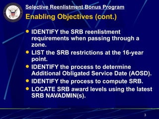 Topic 1.24 SRB (Selective Reenlistment Bonus) | PPT