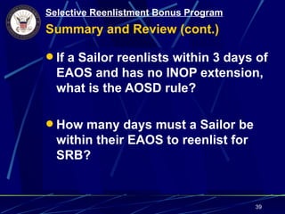 Topic 1.24 SRB (Selective Reenlistment Bonus) | PPT