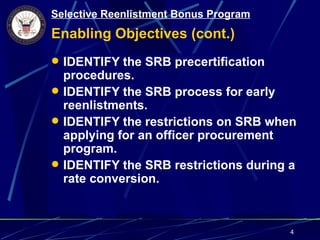 Topic 1.24 SRB (Selective Reenlistment Bonus) | PPT