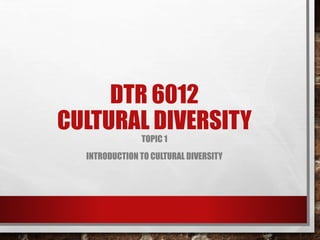 Introduction to Cultural Diversity | PPTX