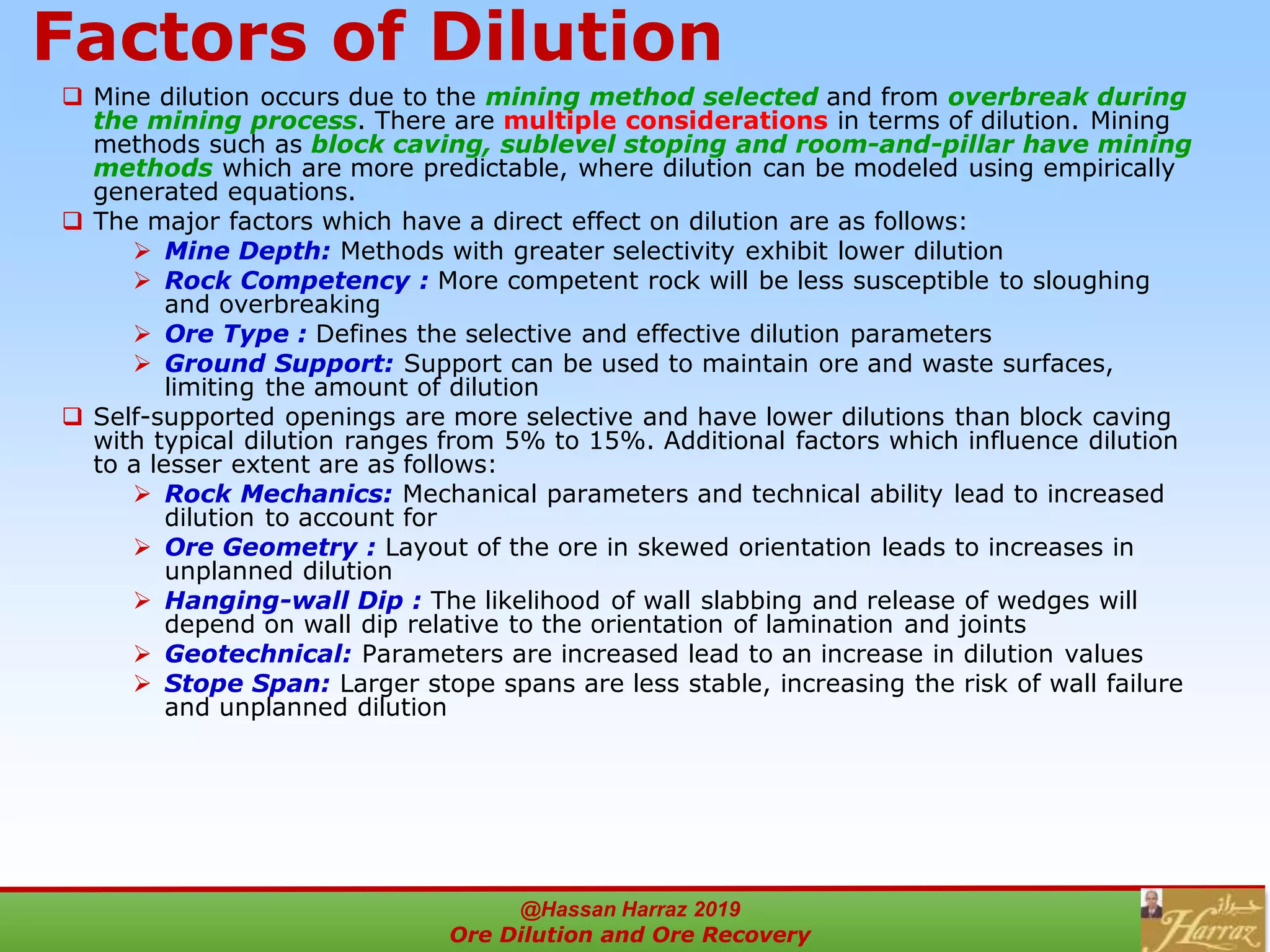 ore dilution and ore recovery | PDF