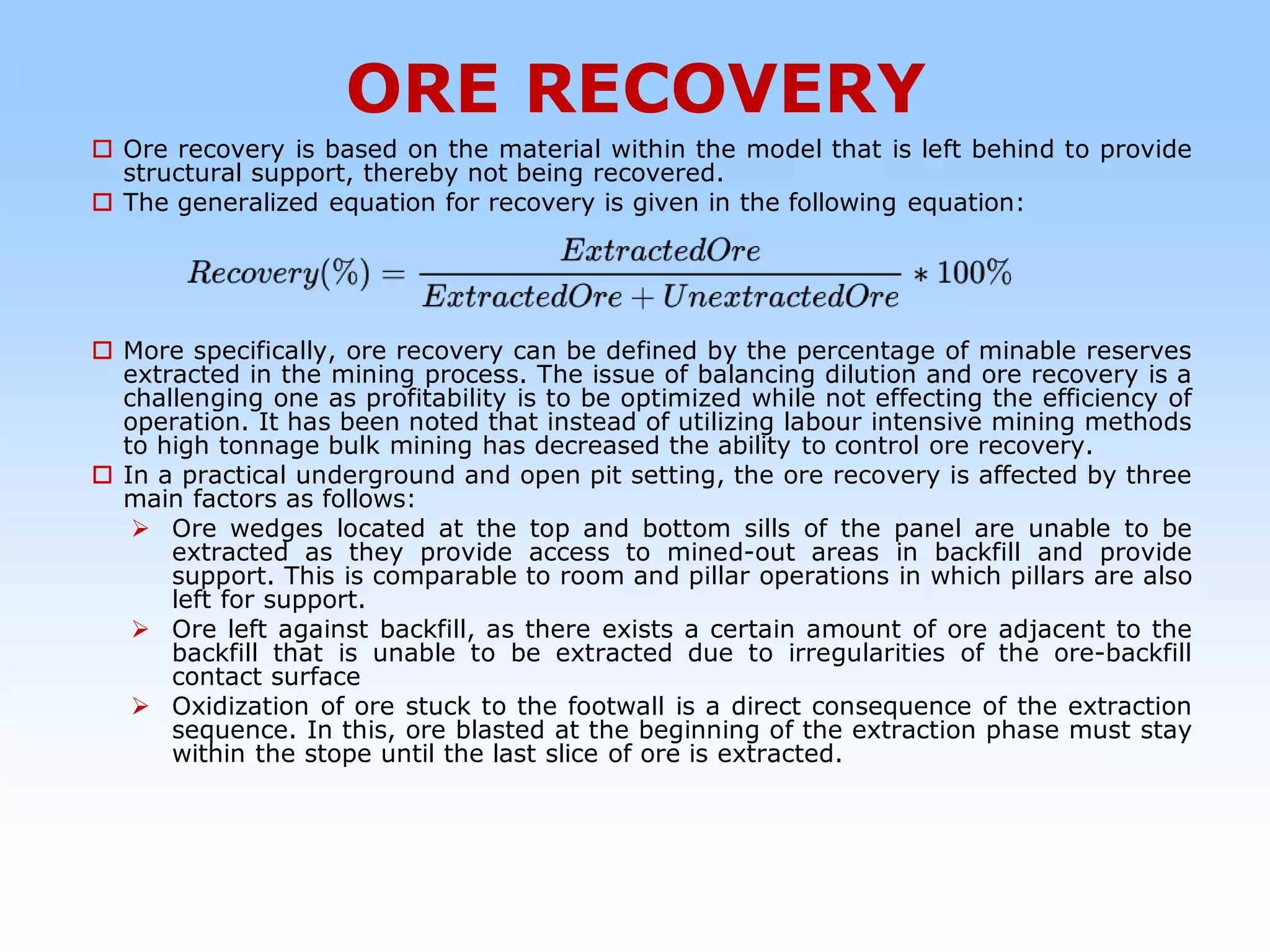 ore dilution and ore recovery | PDF