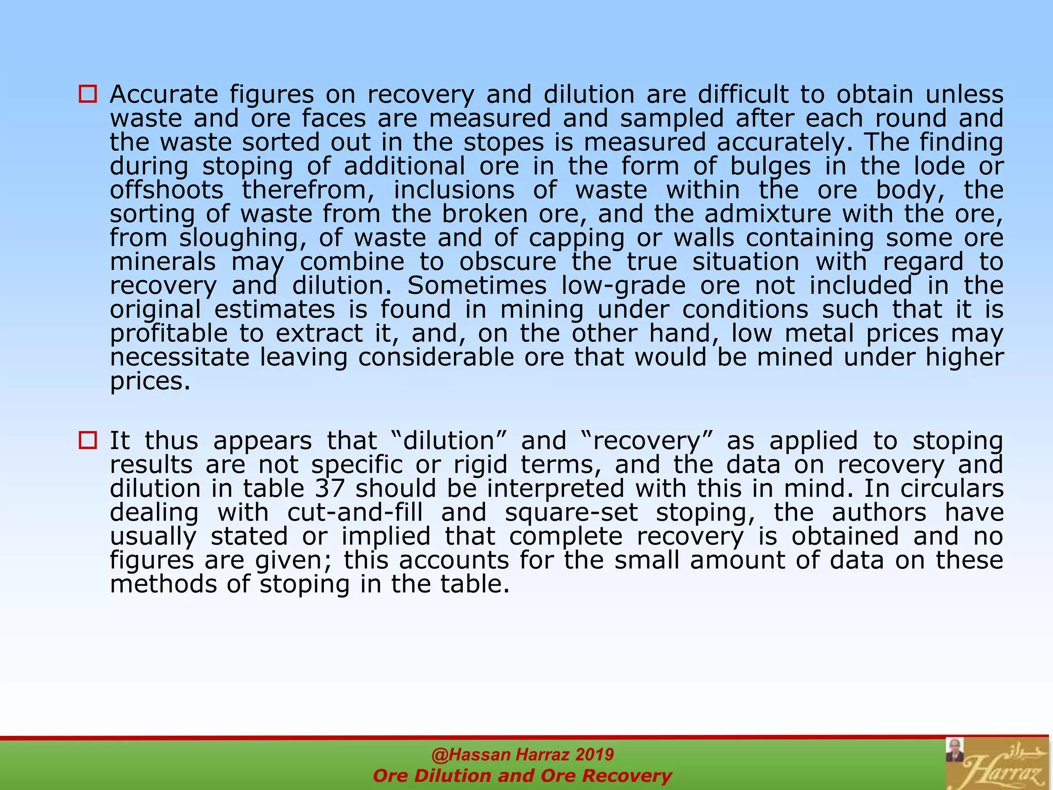 ore dilution and ore recovery | PDF