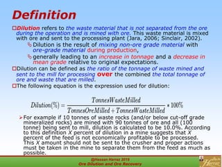 ore dilution and ore recovery | PDF
