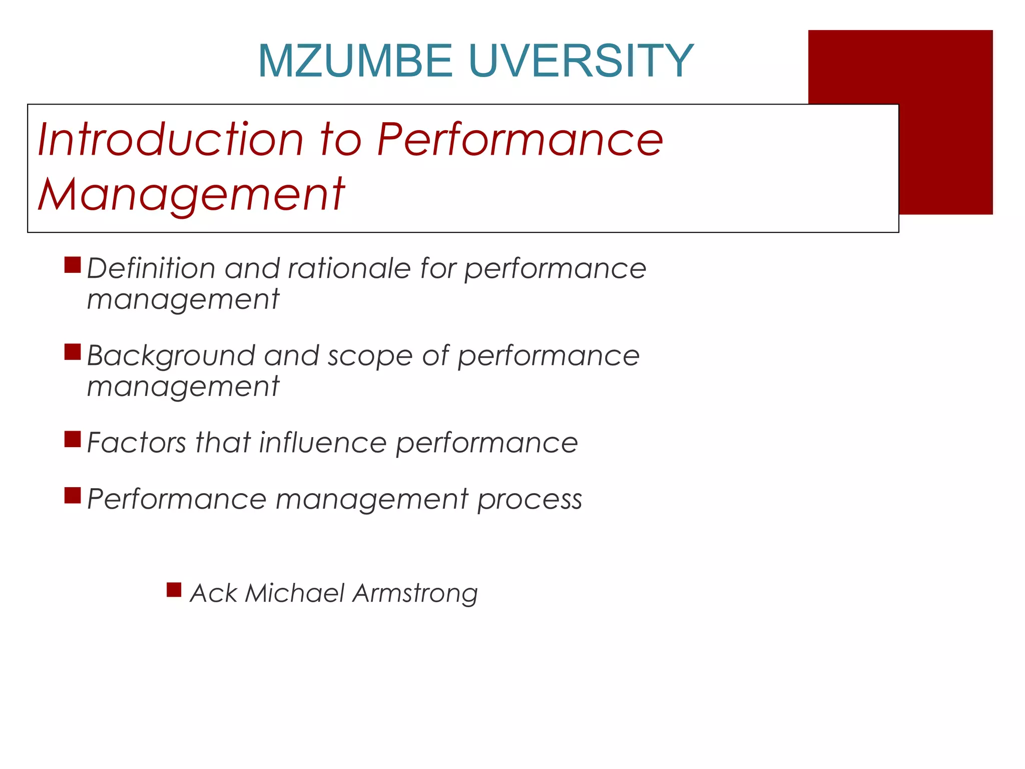 performance management Mzumbe University | PPT