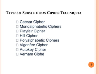 Topic1 substitution transposition-techniques | PPTX