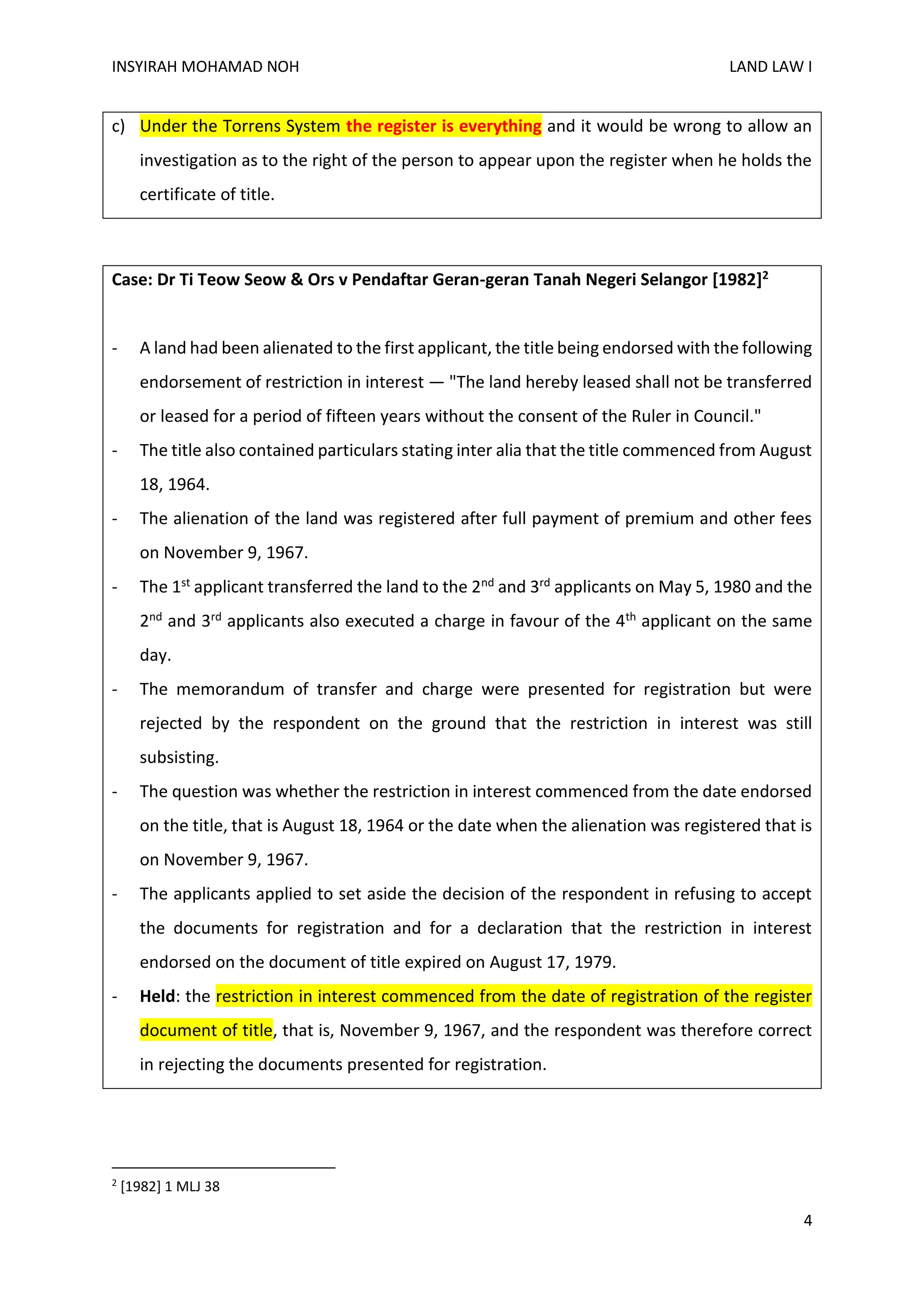 TORRENS SYSTEM - LAND LAW | PDF