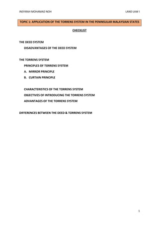 TORRENS SYSTEM - LAND LAW | PDF