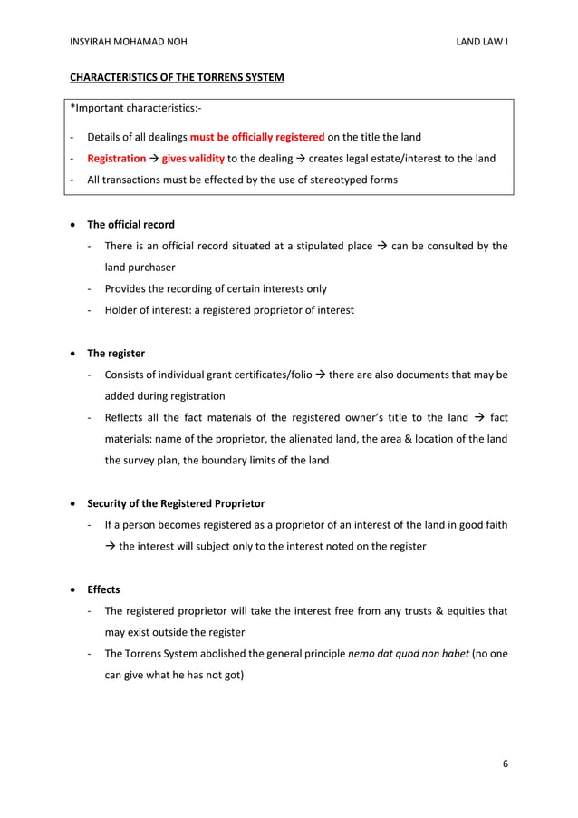 TORRENS SYSTEM - LAND LAW | PDF | Real Estate Buying and Selling | Real ...