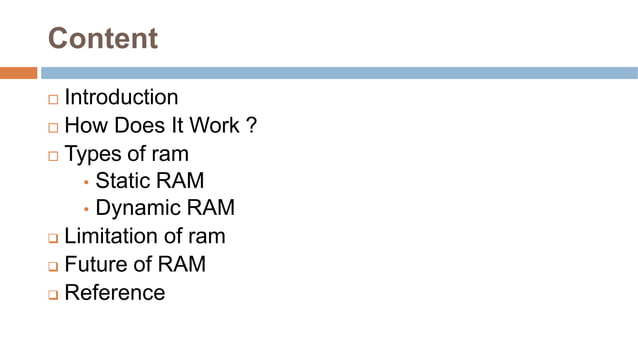 Topic 10- Random Access Memory (RAM).pptx | Data Storage and Warehousing | Computing