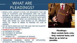 slides for topic pleadings in for civil litigation | PPTX