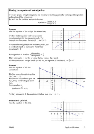 Topic 11 straight line graphs | DOC