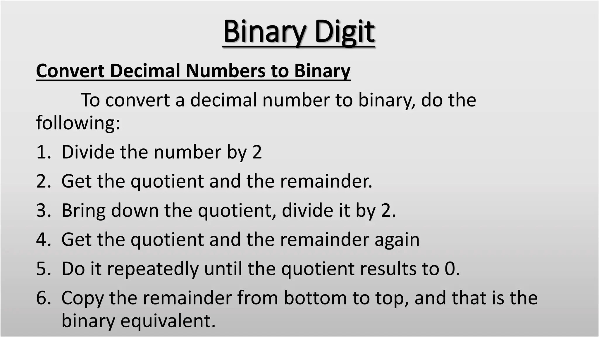 ICT-Binary & Memory Computer Subject Topic | PPT