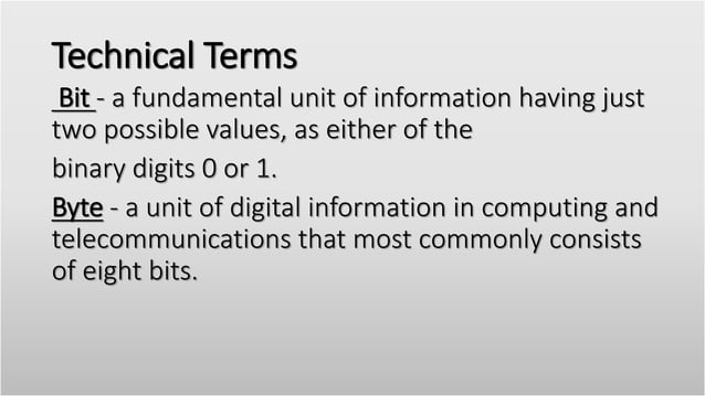 ICT-Binary & Memory Computer Subject Topic | PPT