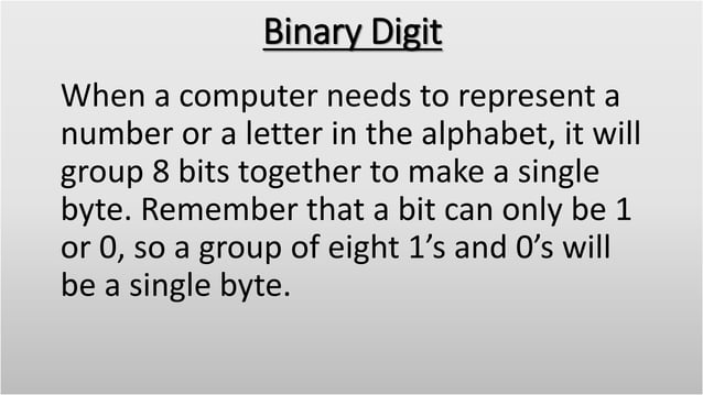 ICT-Binary & Memory Computer Subject Topic | PPT