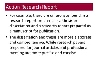 TSL3133 Topic 14 Writing the Action Research Report | PPTX
