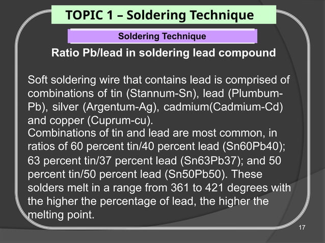 TOPIC 1B-SOLDERING TECHNIQUES FOR STUDENTS | PPT