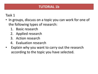 TSLB3143 Topic 1b Types of Educatioanal Research | PPTX