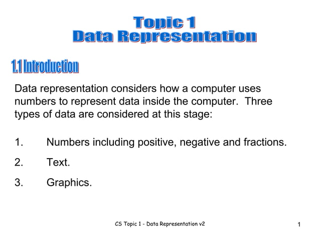 Topic 1 Data Representation | PPT | Programming Languages | Computing
