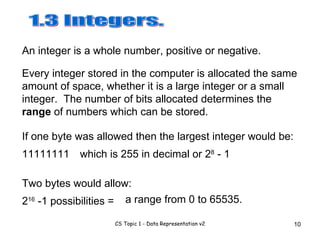Topic 1 Data Representation | PPT