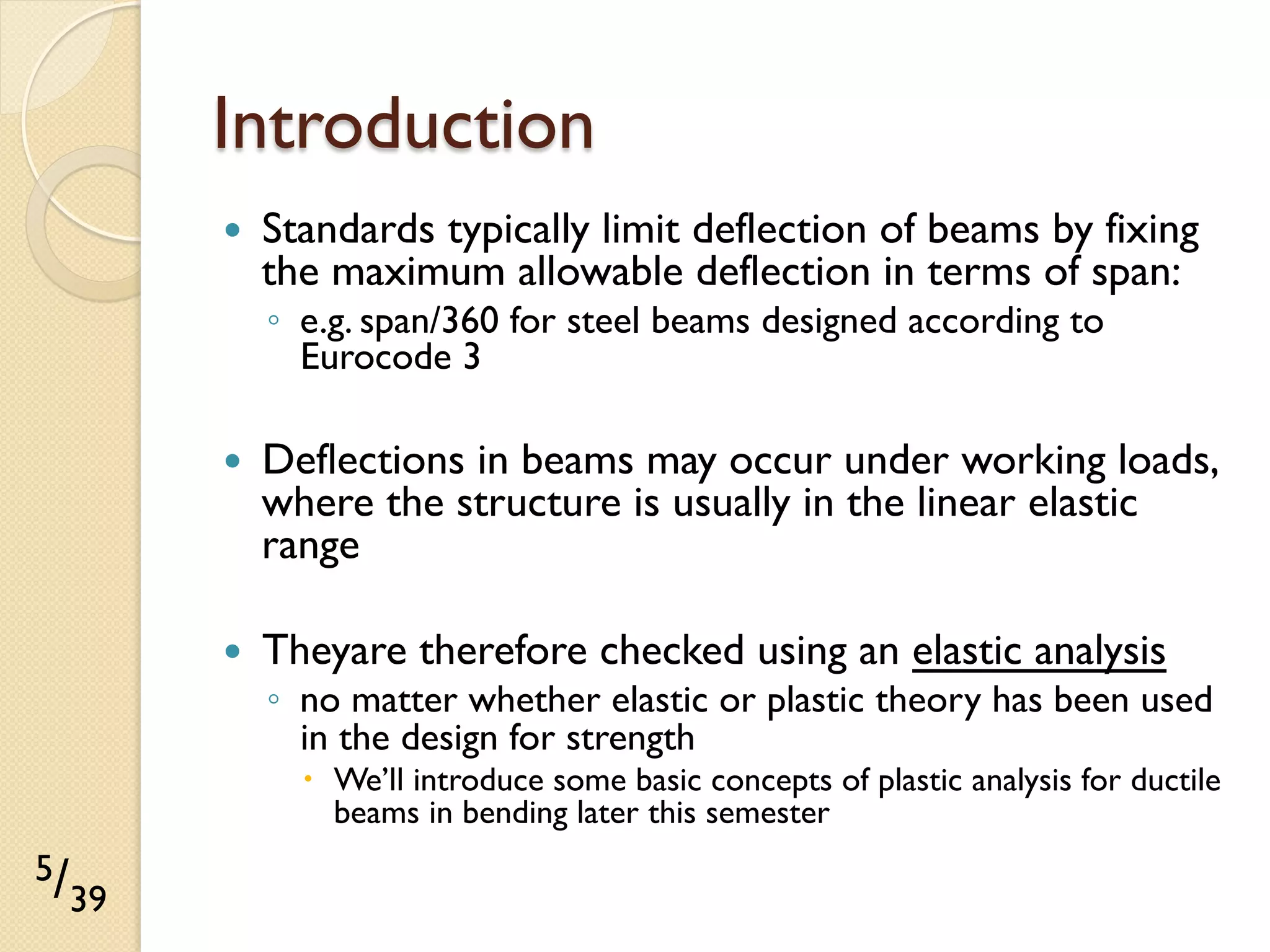 Structural Mechanics: Deflections of Beams in Bending | PDF