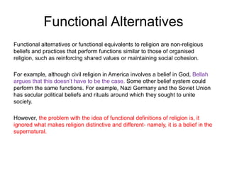 Functionalists theories of religion | PPTX | Spirituality | Religion ...