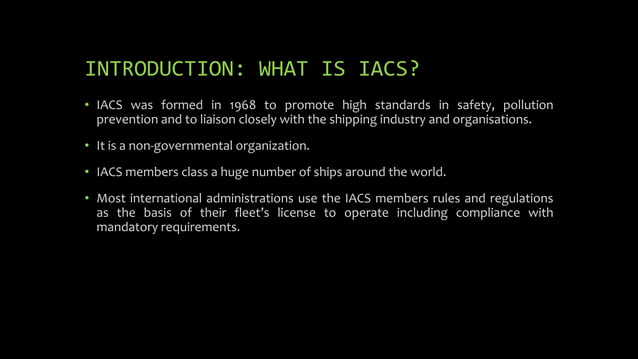 International Association of Classification Society - An Introduction ...