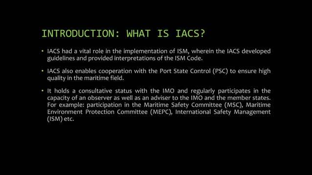 International Association of Classification Society - An Introduction ...