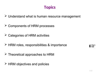 Topic 1 Introduction To human resource management | PPT