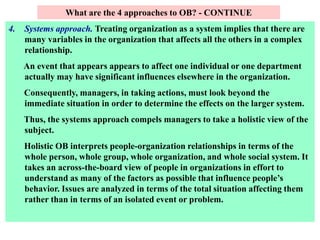 introduction to organizational behavior is a broad knowledge to ...