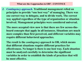 introduction to organizational behavior is a broad knowledge to ...
