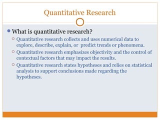Topic 1 introduction to quantitative research | PPT