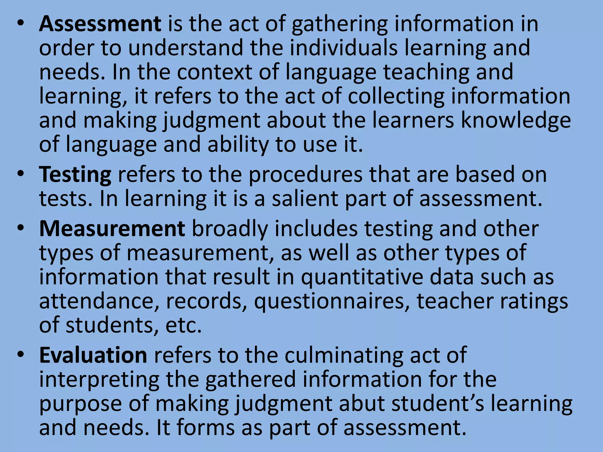language and literature assessment | PPTX