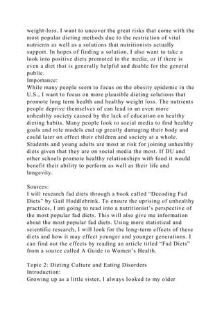 Topic 1 Popular fad diets vs. NutritionIntroductionAs someon.docx