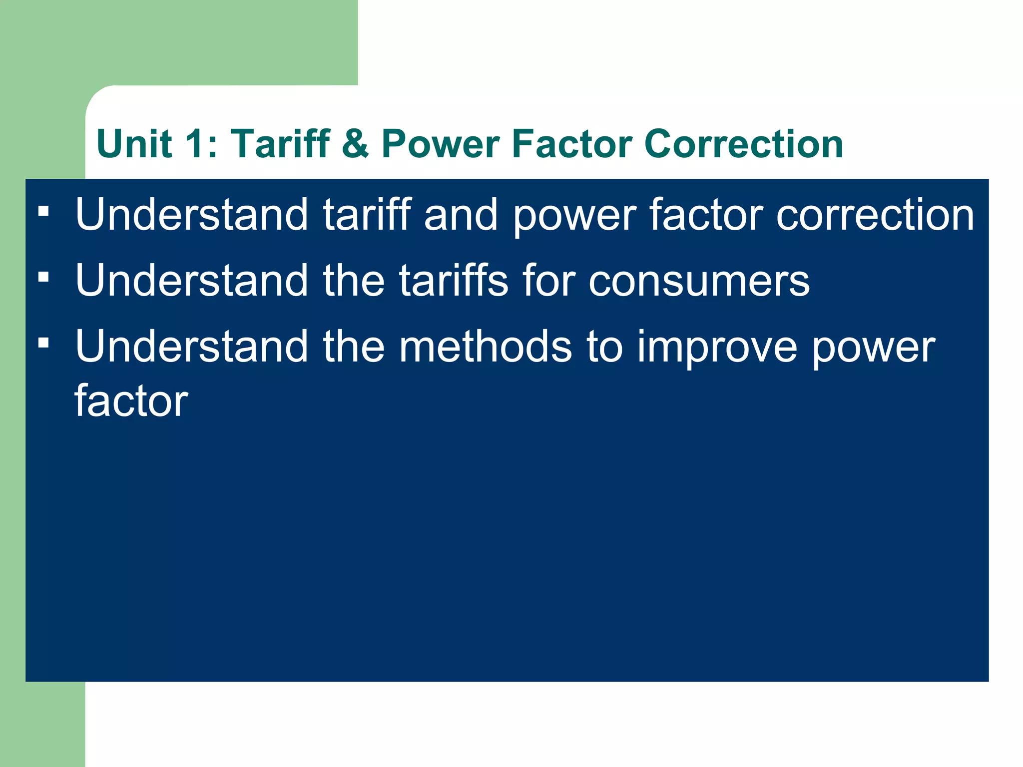 Tariff & power factor | PPT