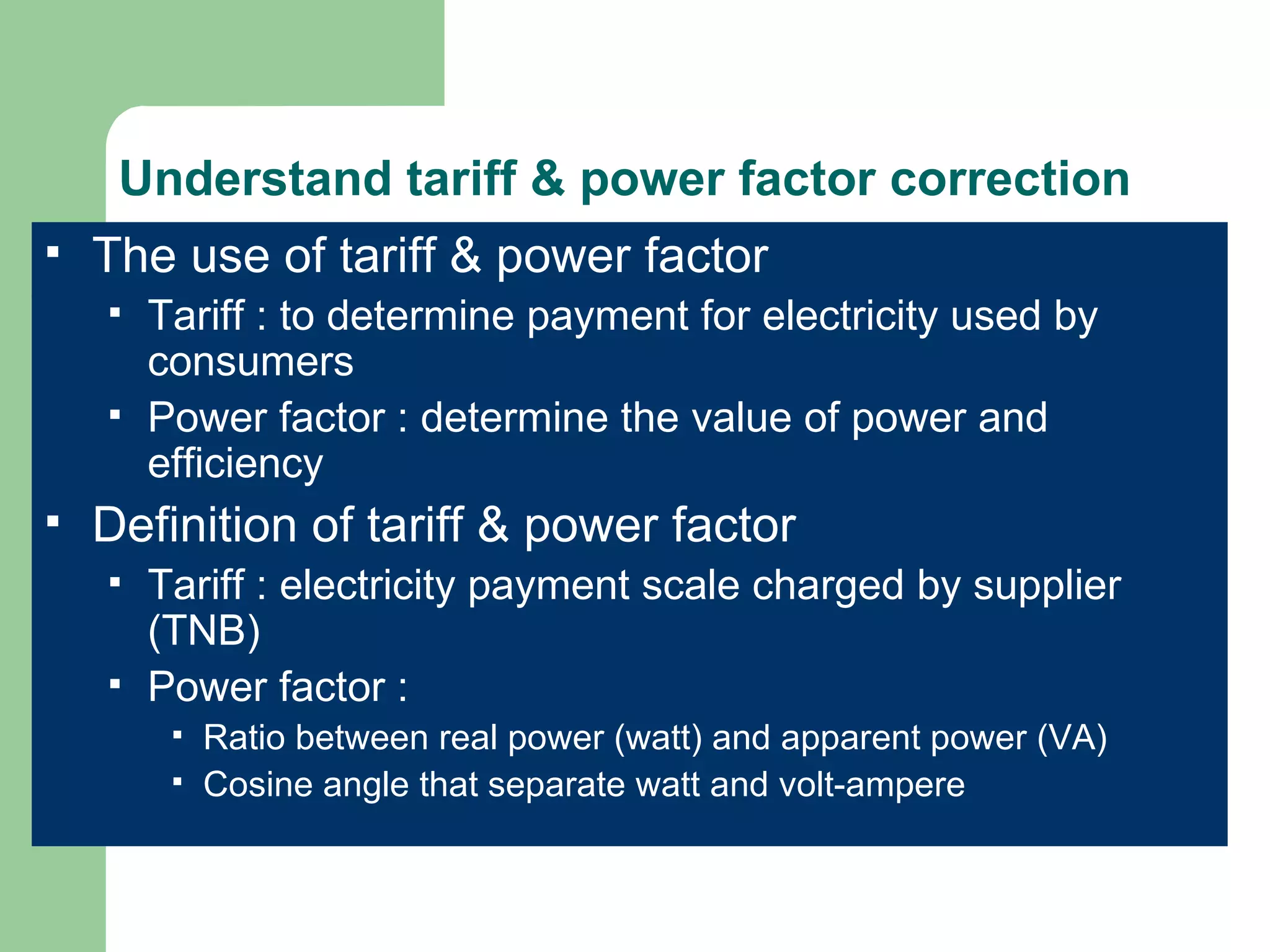 Tariff & power factor | PPT