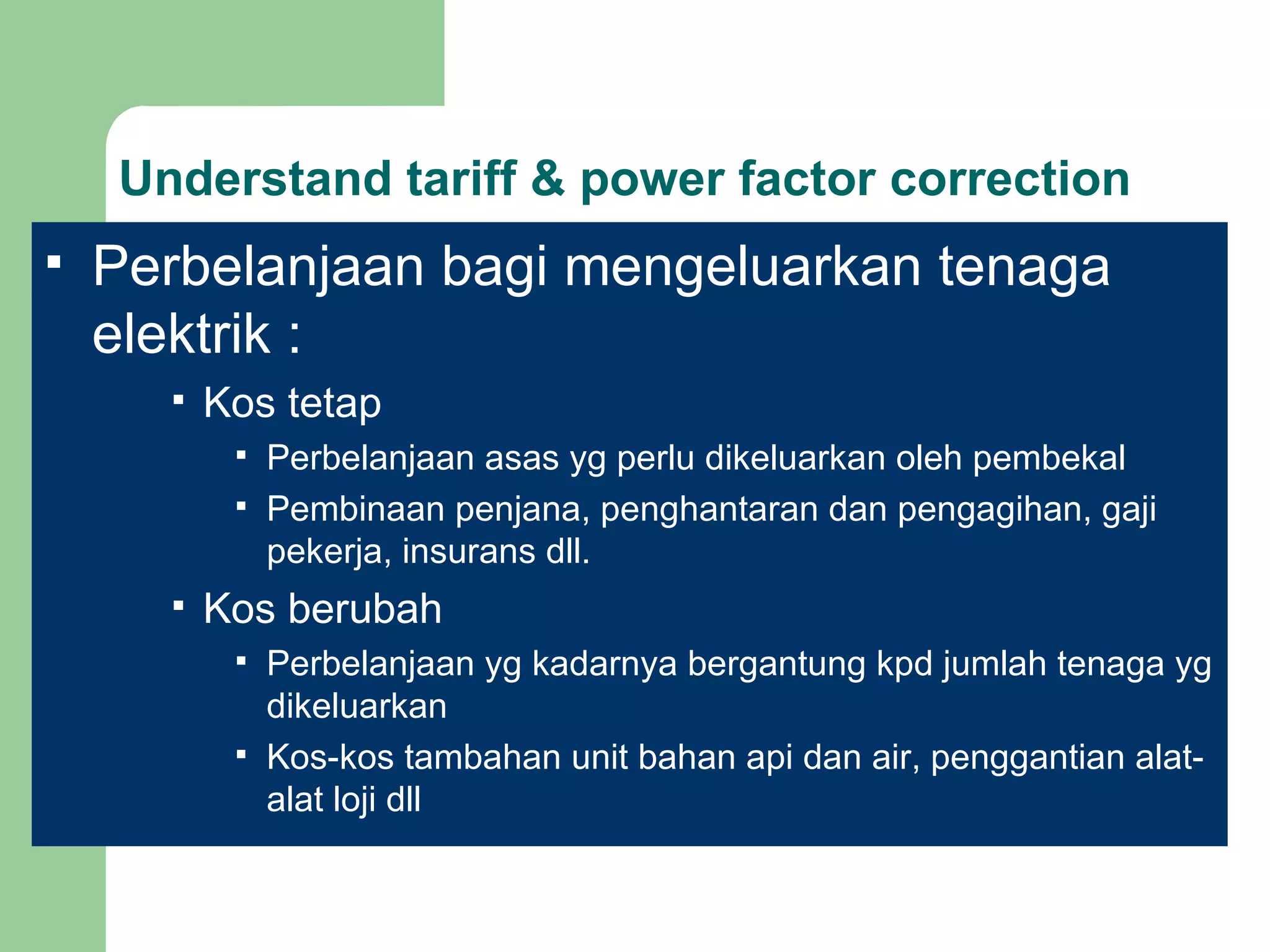 Tariff & power factor | PPT