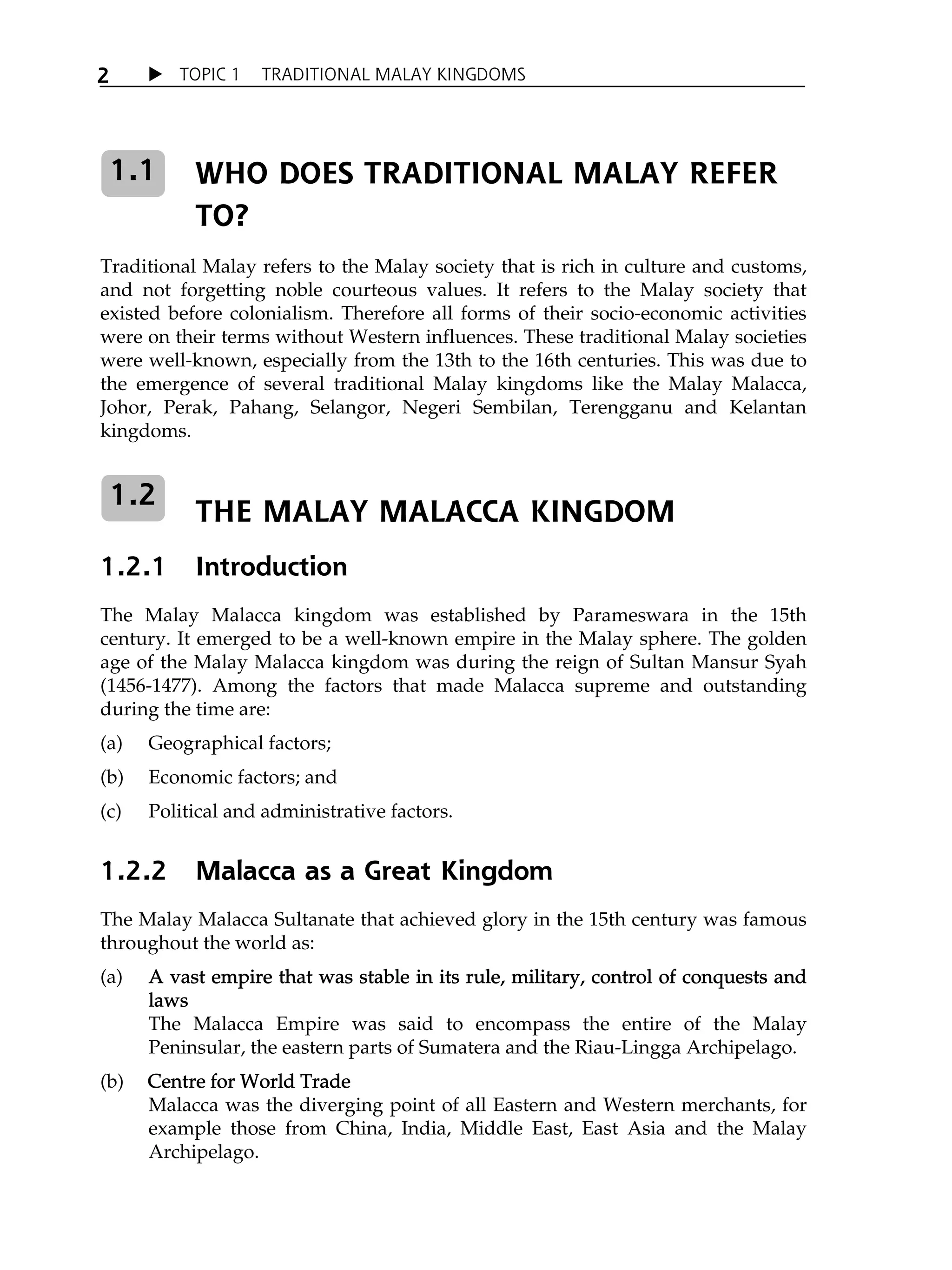 Topic 1 Traditional Malay Kingdoms Pdf