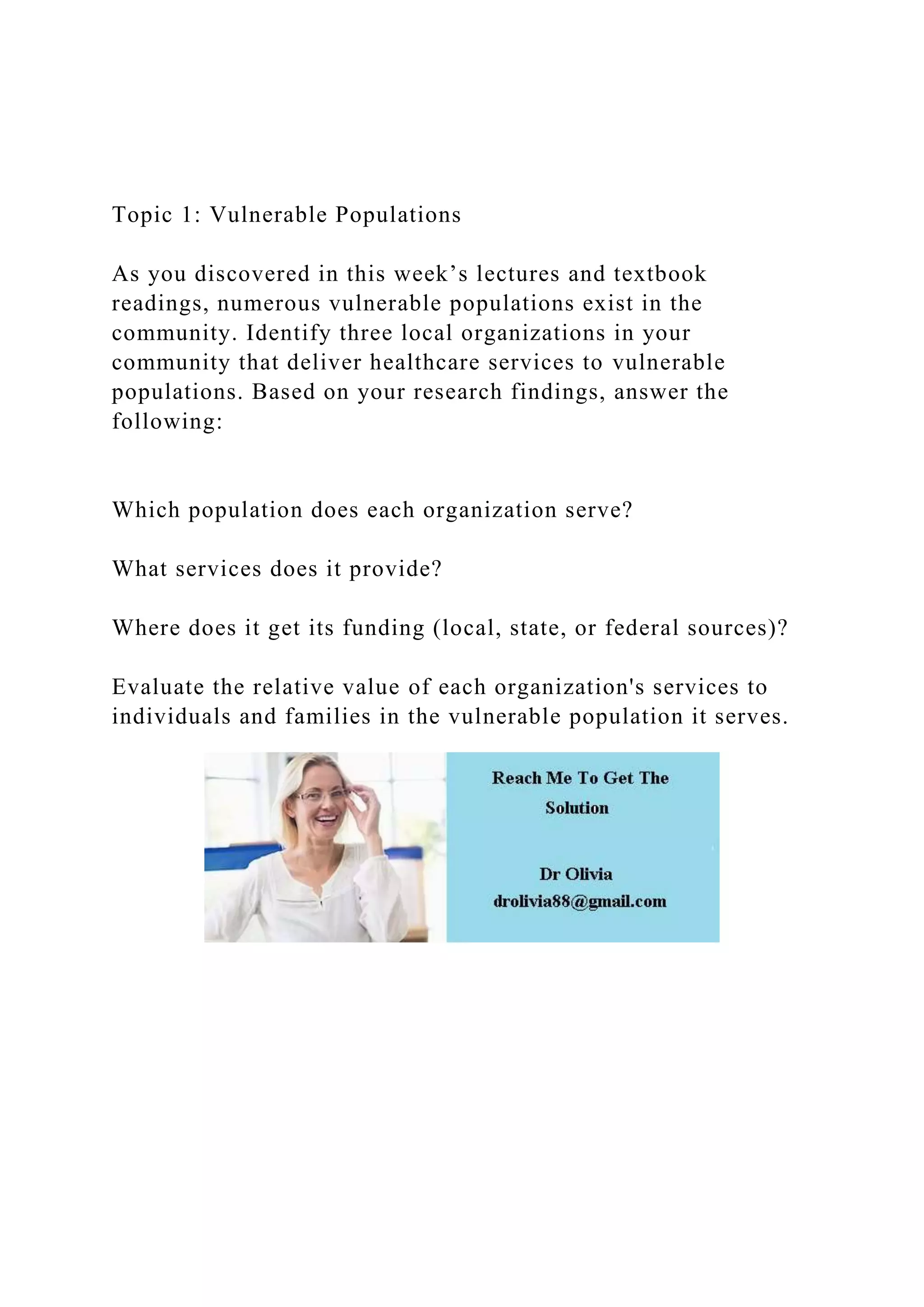 Topic 1 Vulnerable PopulationsAs you discovered in this wee | DOCX