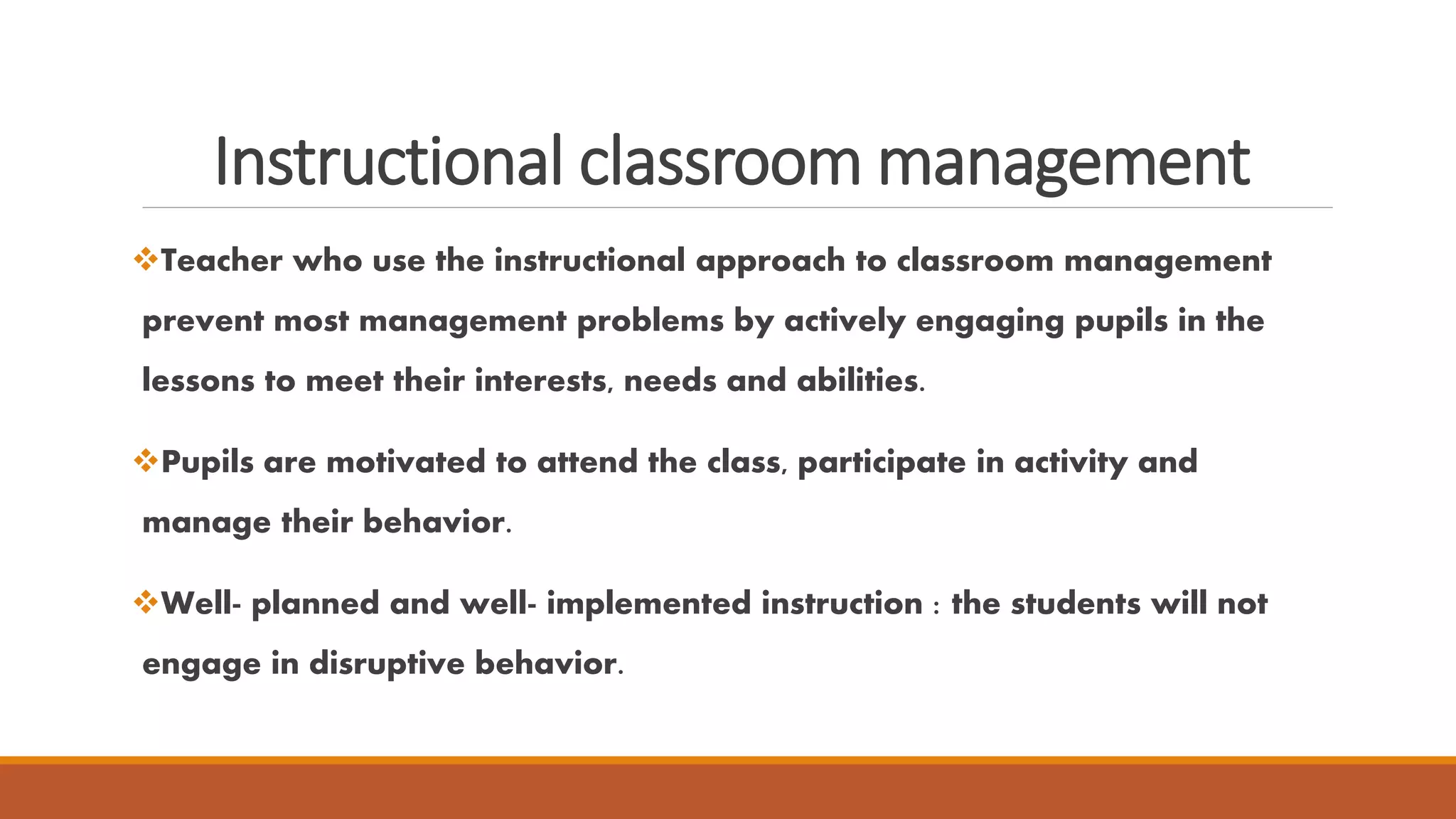 Classroom management approaches and Theories and models of classroom ...