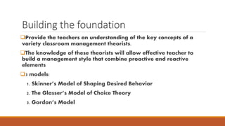 Classroom management approaches and Theories and models of classroom ...