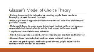 Classroom management approaches and Theories and models of classroom ...